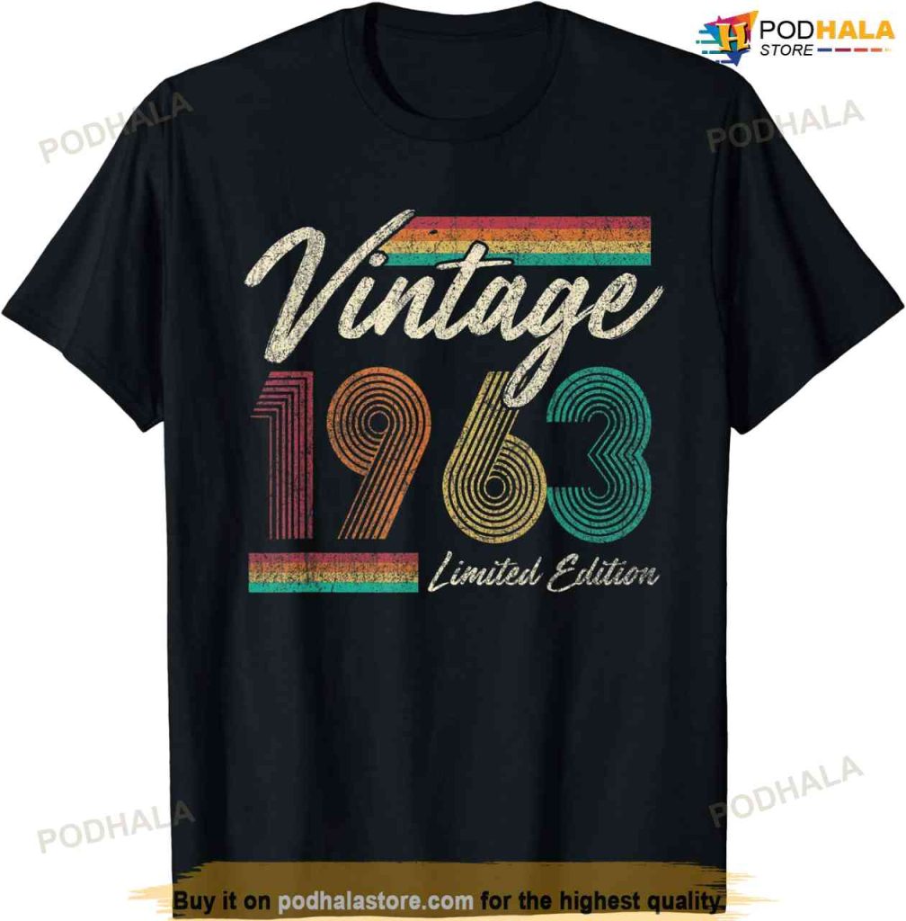 60 Year Old Gifts Born In 1963 Vintage 60th Birthday Retro Shirt ...