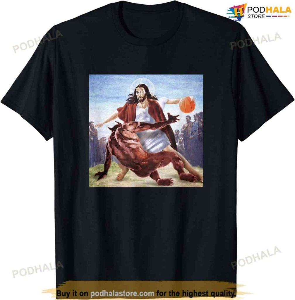 Funny Jesus Crossing Up The Devil Christian Men Women Gift T-shirt ...