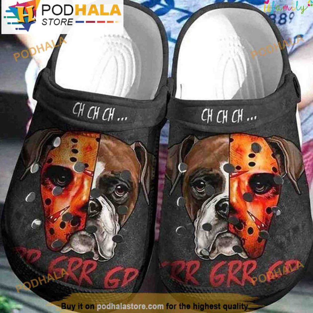 Boxer Brown Zipper 3D Crocs Halloween, Funny Crocs - Podhalastore