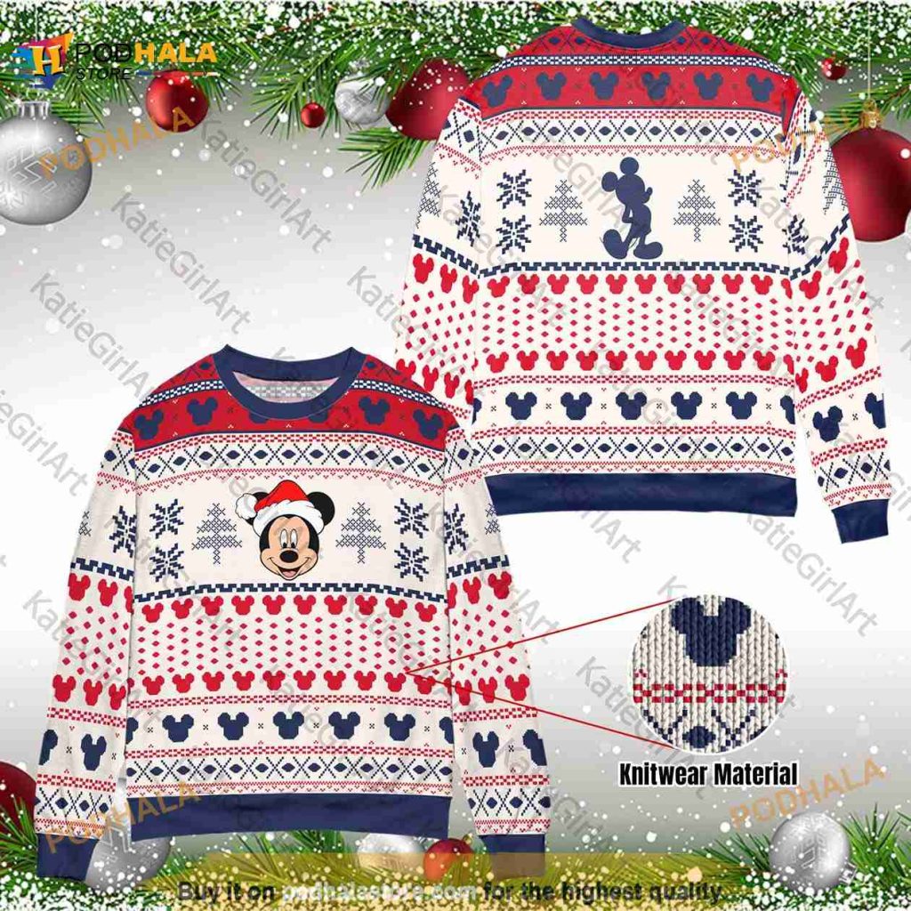 Disney Mickey Mouse And Minnie Mouse Xmas Wool Ugly Sweater - Podhalastore