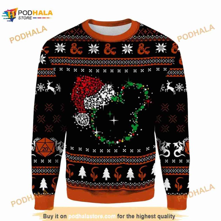 Disney Mickey Mouse And Minnie Mouse Xmas Wool Ugly Sweater - Podhalastore