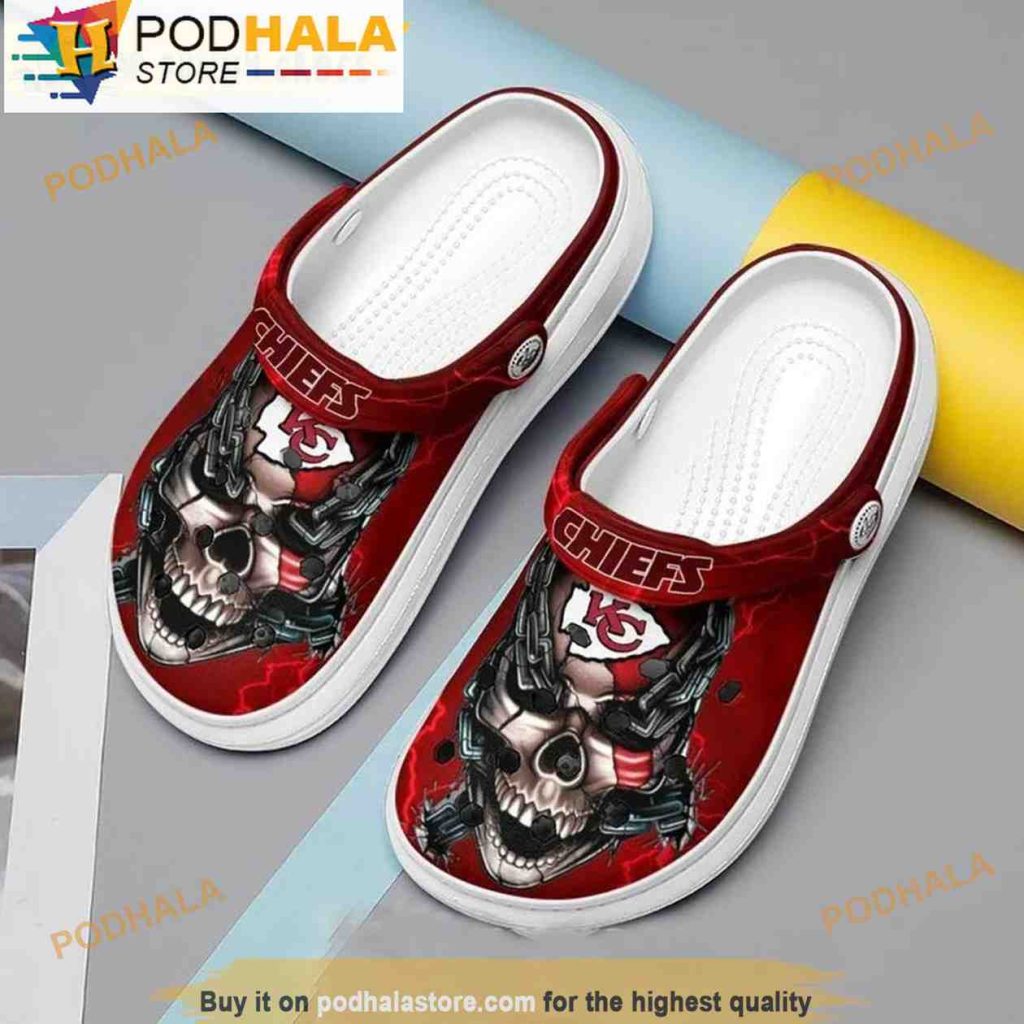 Kansas City Chiefs NFL Skull 3D Crocs Clog Shoes, Funny Crocs ...