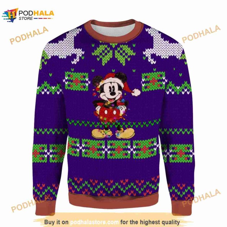 Disney Mickey Mouse And Minnie Mouse Xmas Wool Ugly Sweater - Podhalastore