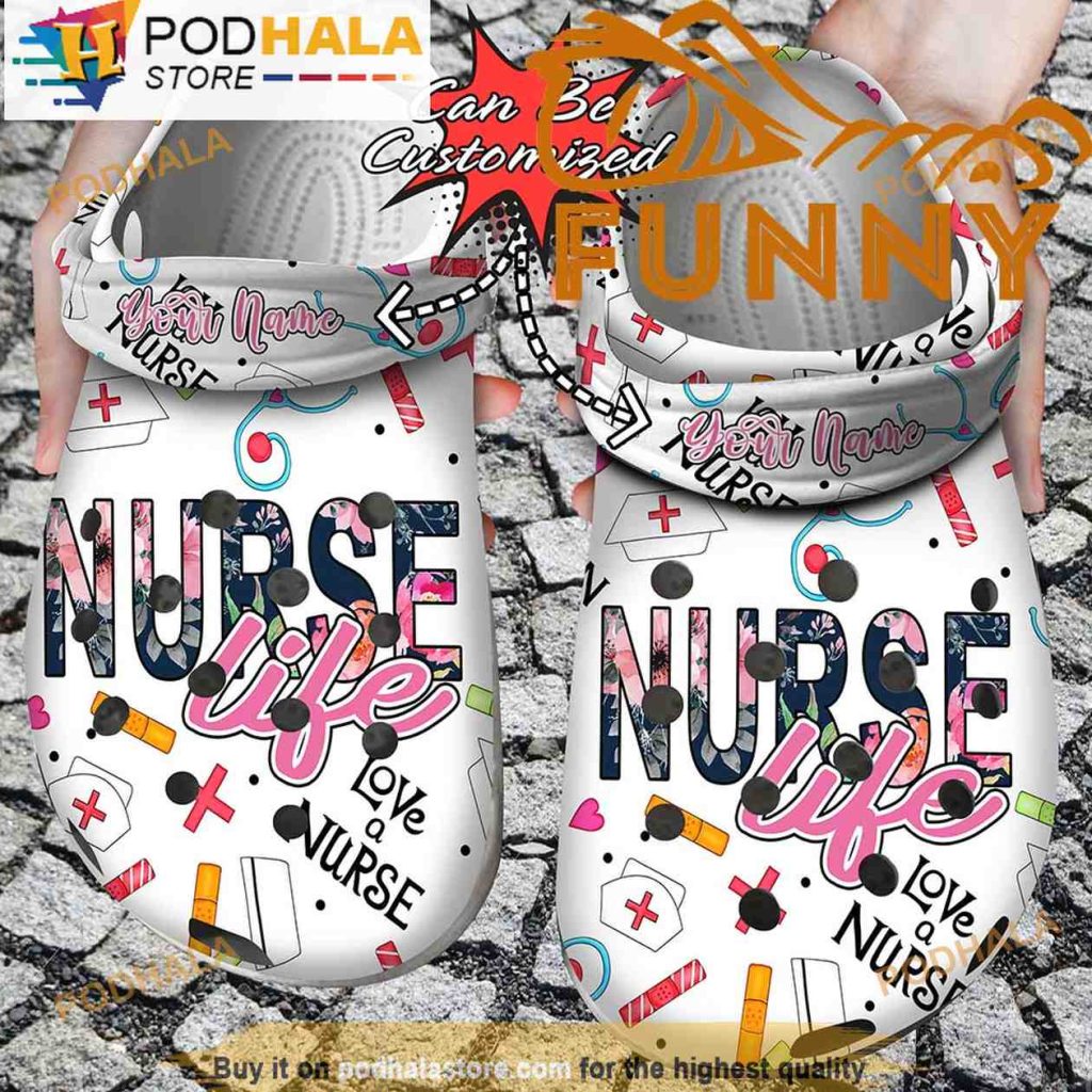 Nurse Pattern 3D Crocs, Hippie Gifts, Funny Crocs - Podhalastore