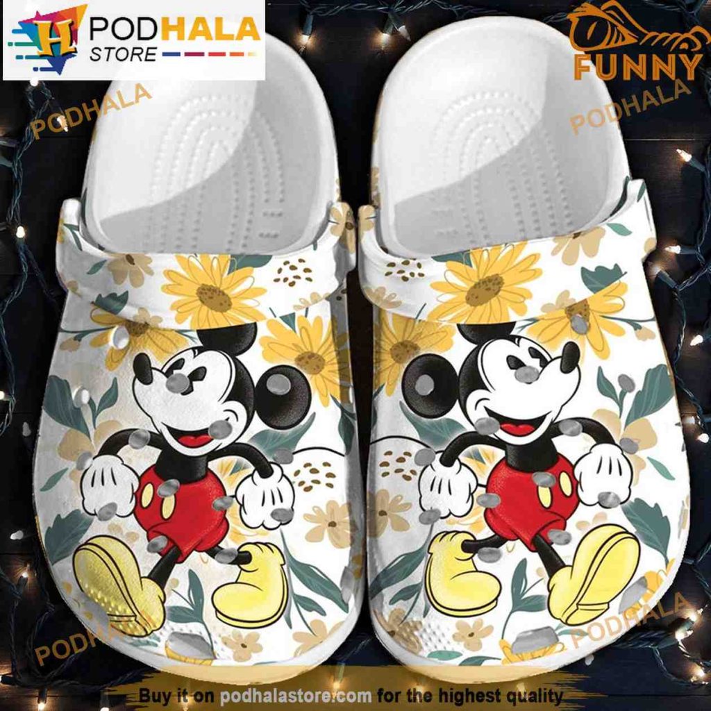 Happy Mickey Sunflower 3D Funny Crocs Crocband - Podhalastore