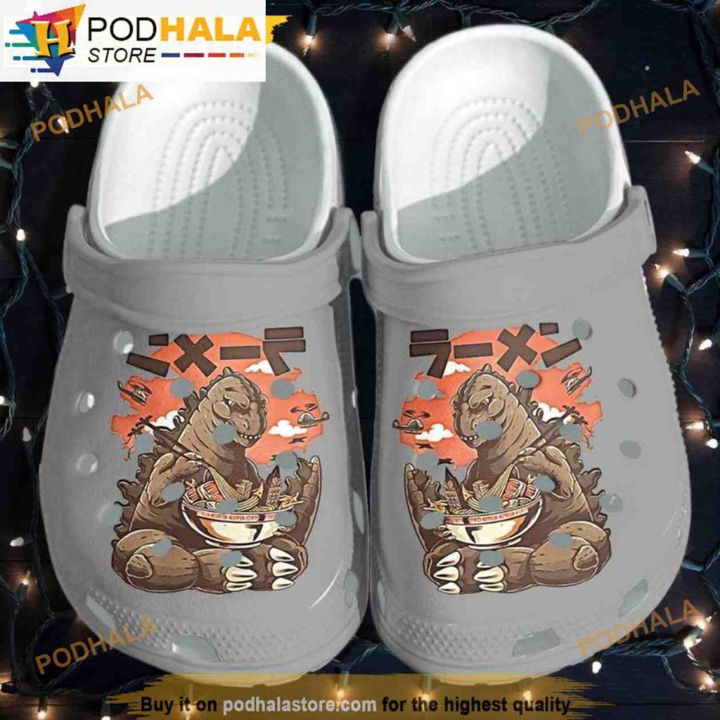 Movie Godzilla Noodle Japan Grey 3D Funny Crocs Clog Shoes - Podhalastore