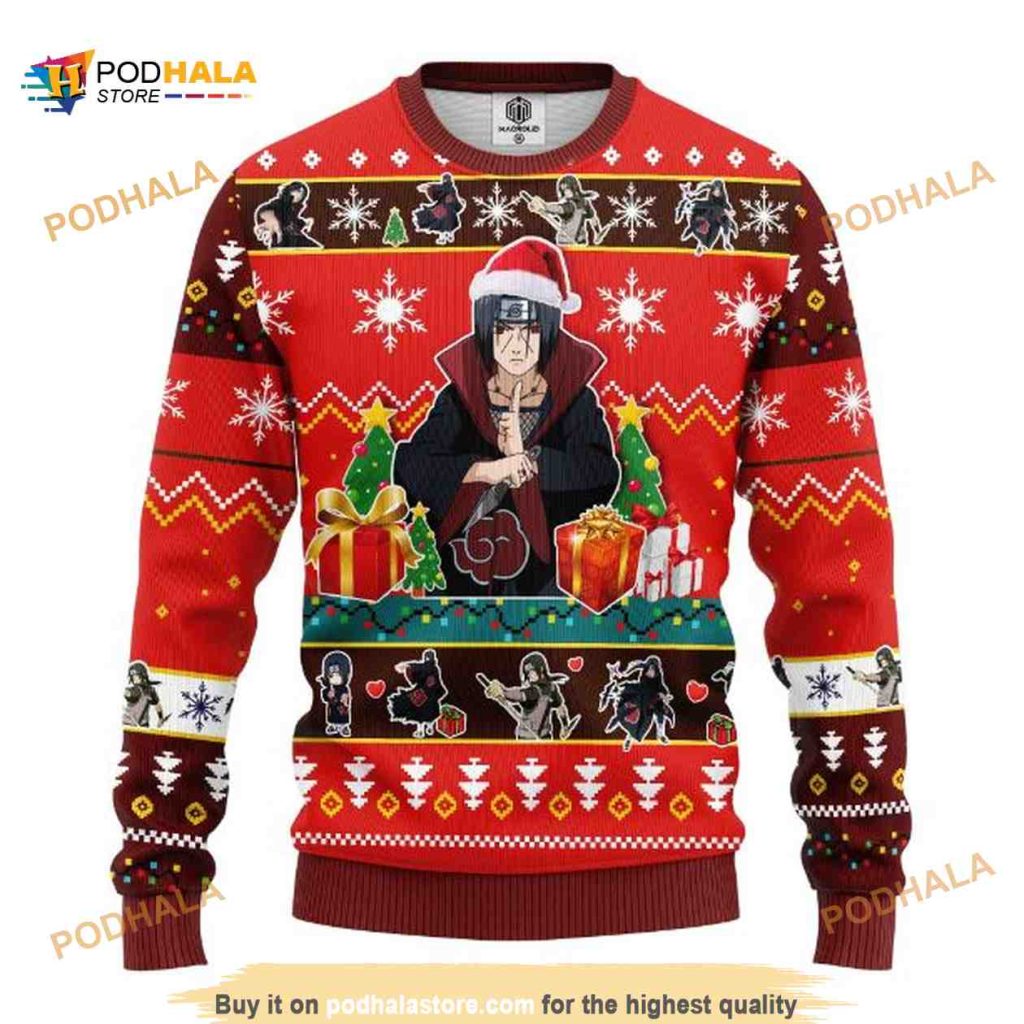Naruto Anime Xmas Santa Uchiha Itachi Funny Ugly Christmas Sweater ...