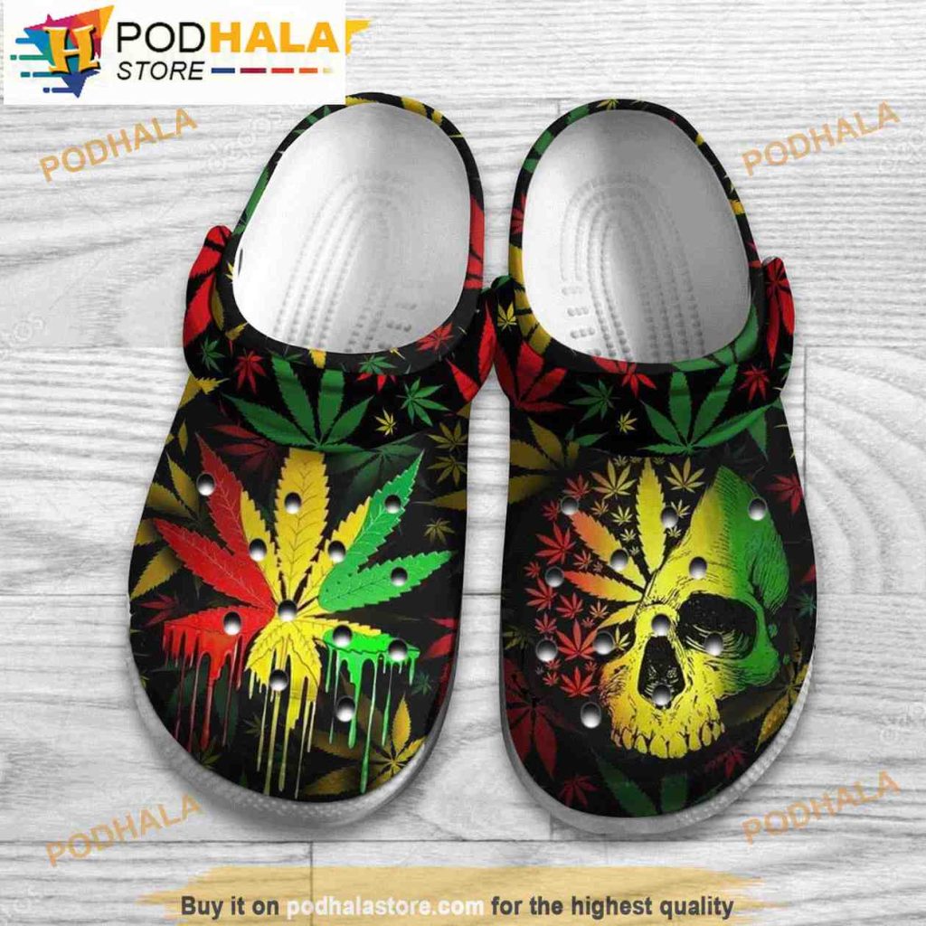Skull And Rose 3D Funny Crocs - Podhalastore