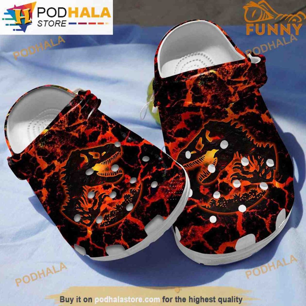 T Rex Fire Art Dinosaur 3D Funny Crocs - Podhalastore