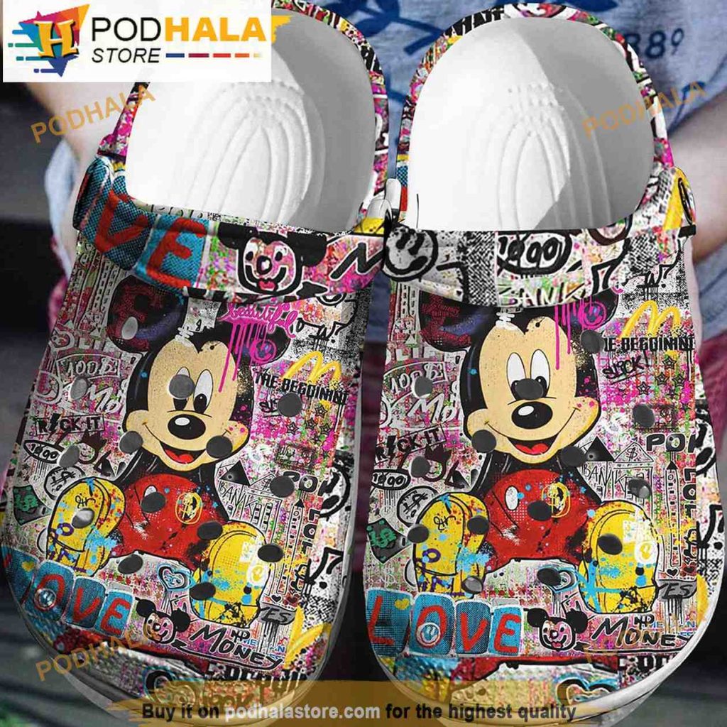 Mickey Mouse Tie Dye 3D Crocs Clog Shoes, Funny Crocs - Podhalastore