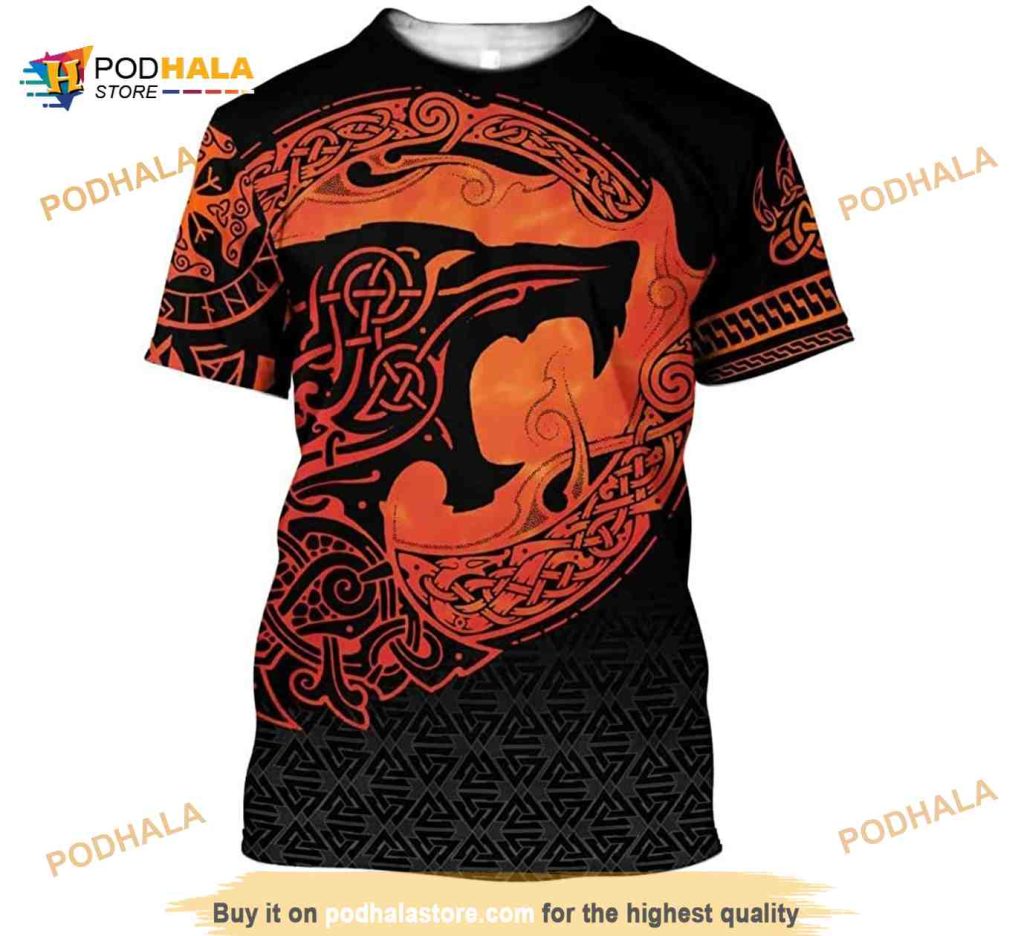 Vikings 3D Men's T-Shirt, Norse Myth Odin Ragnar Tattoo Cosplay Costume ...