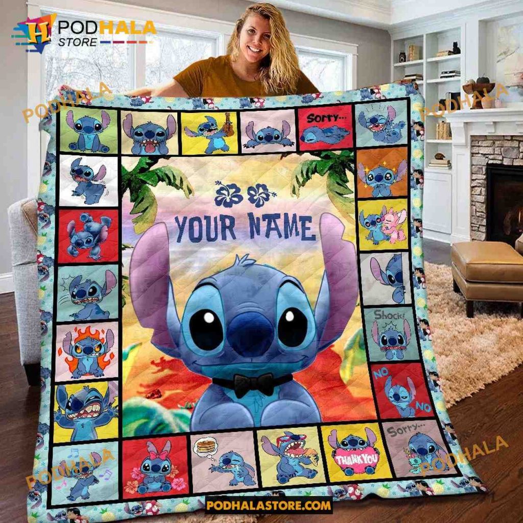 Custom Name Disney Stitch Blanket, Lilo and Stitch Fleece Blanket ...