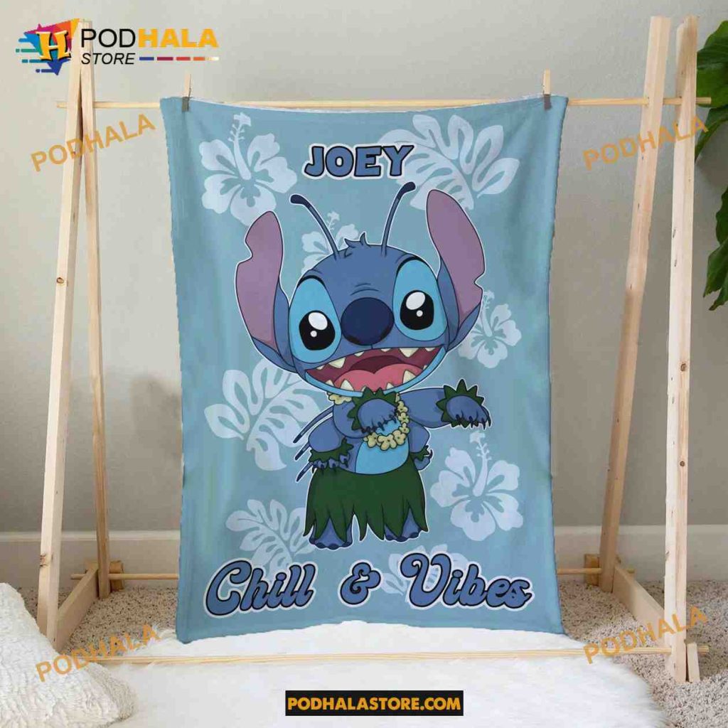 Custom Name Stitch Quilt, Lilo and Stitch Blanket For Women Men ...