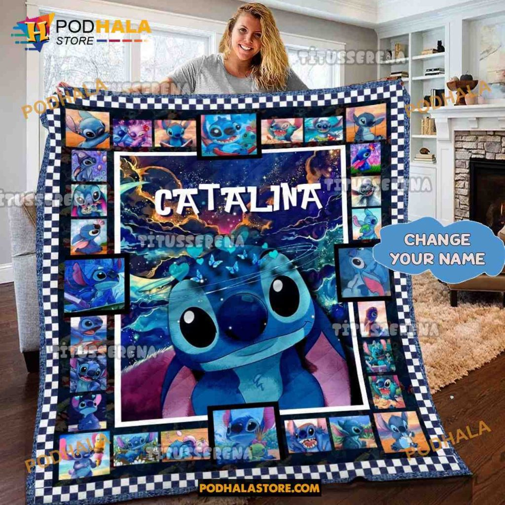 Custom Name Disney Stitch Blanket, Lilo and Stitch Fleece Blanket ...