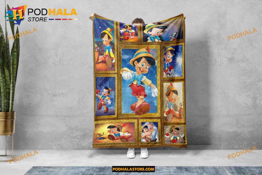 Disney Pinocchio Blanket, Disney Lovers Quilt - Podhalastore