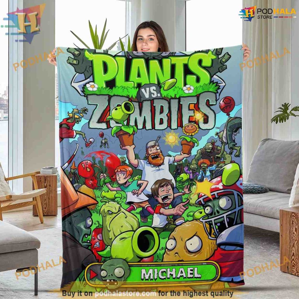 Gamer's Zombies Adventure, Custom Plants vs Zombies Blanket - Podhalastore