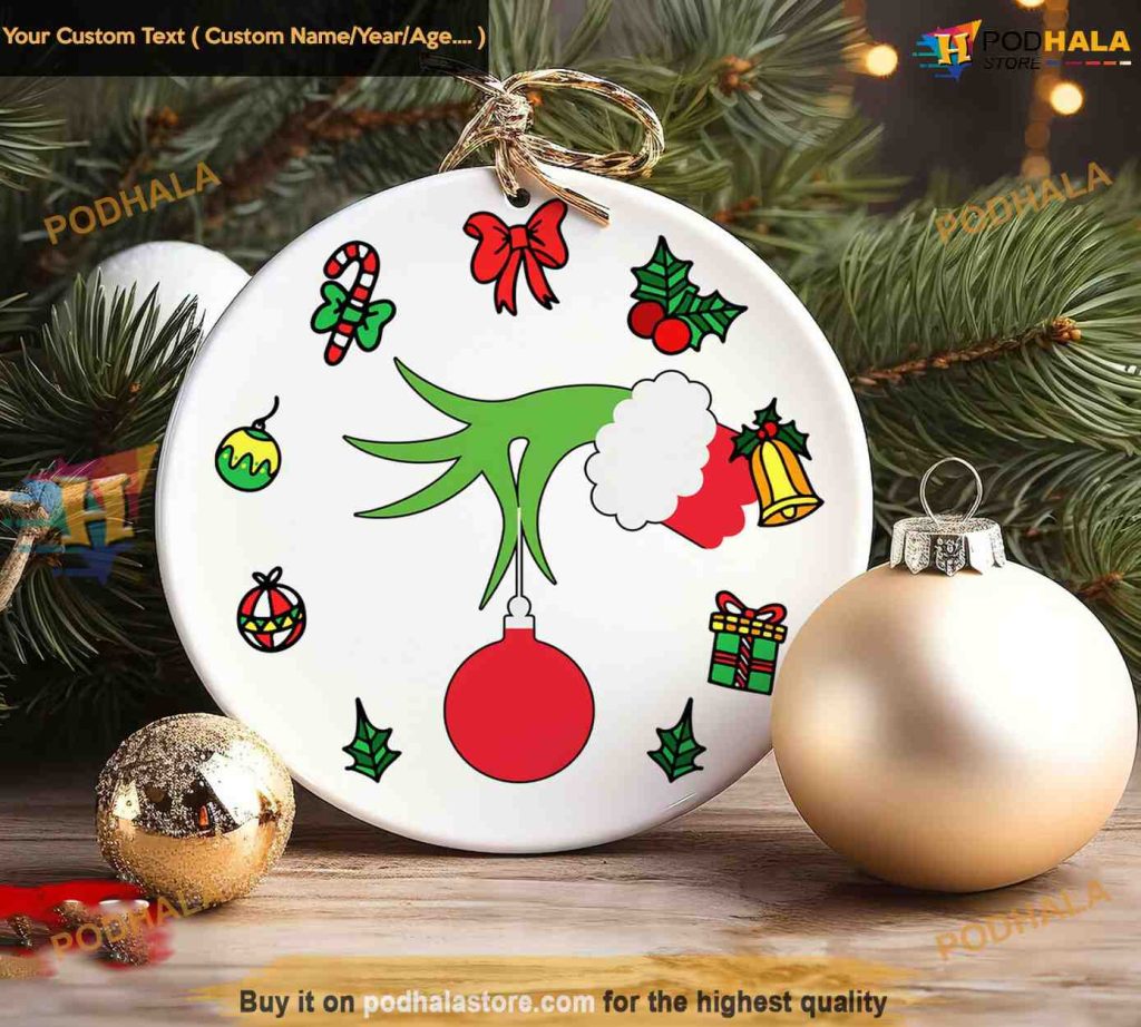 Grinch Holding Ball Ornament, Christmas Grinch Tree Decorations ...