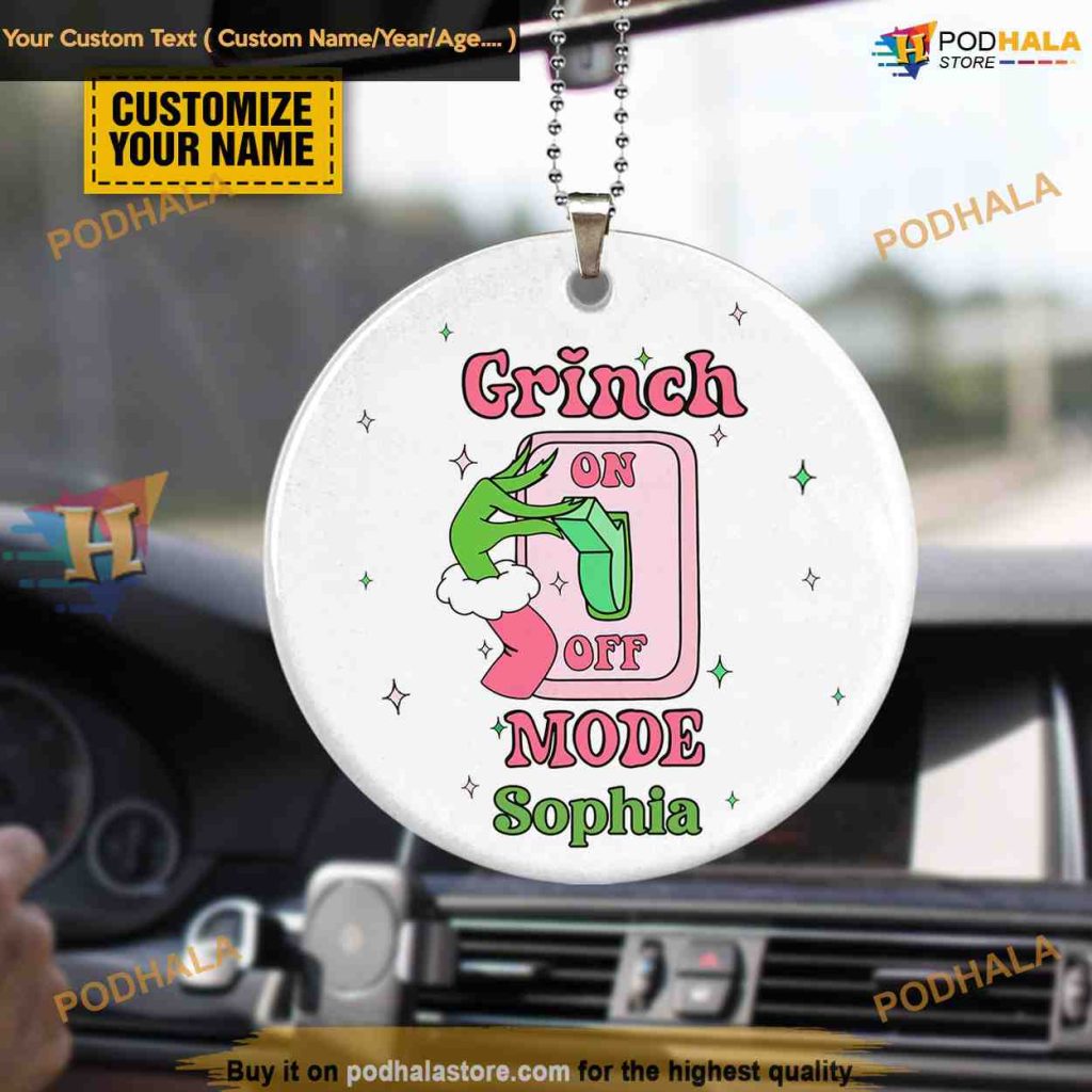 Grinch Mode On Personalized Decor, Car Grinch Christmas Ornaments ...