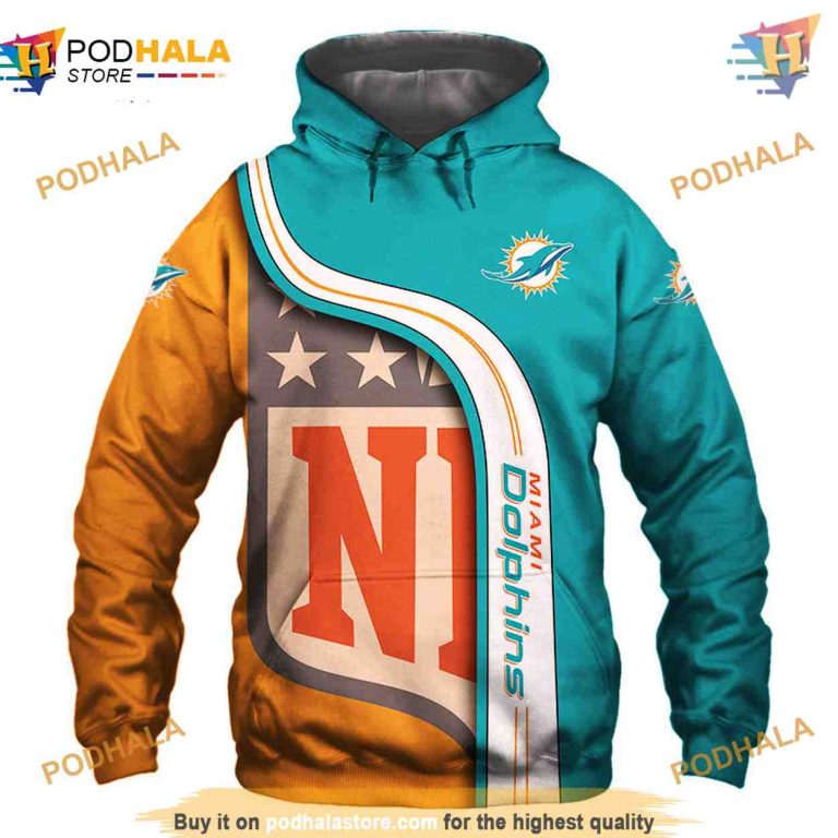 Miami Dolphins 3D Team Logo NFL Hoodie 3D - Podhalastore