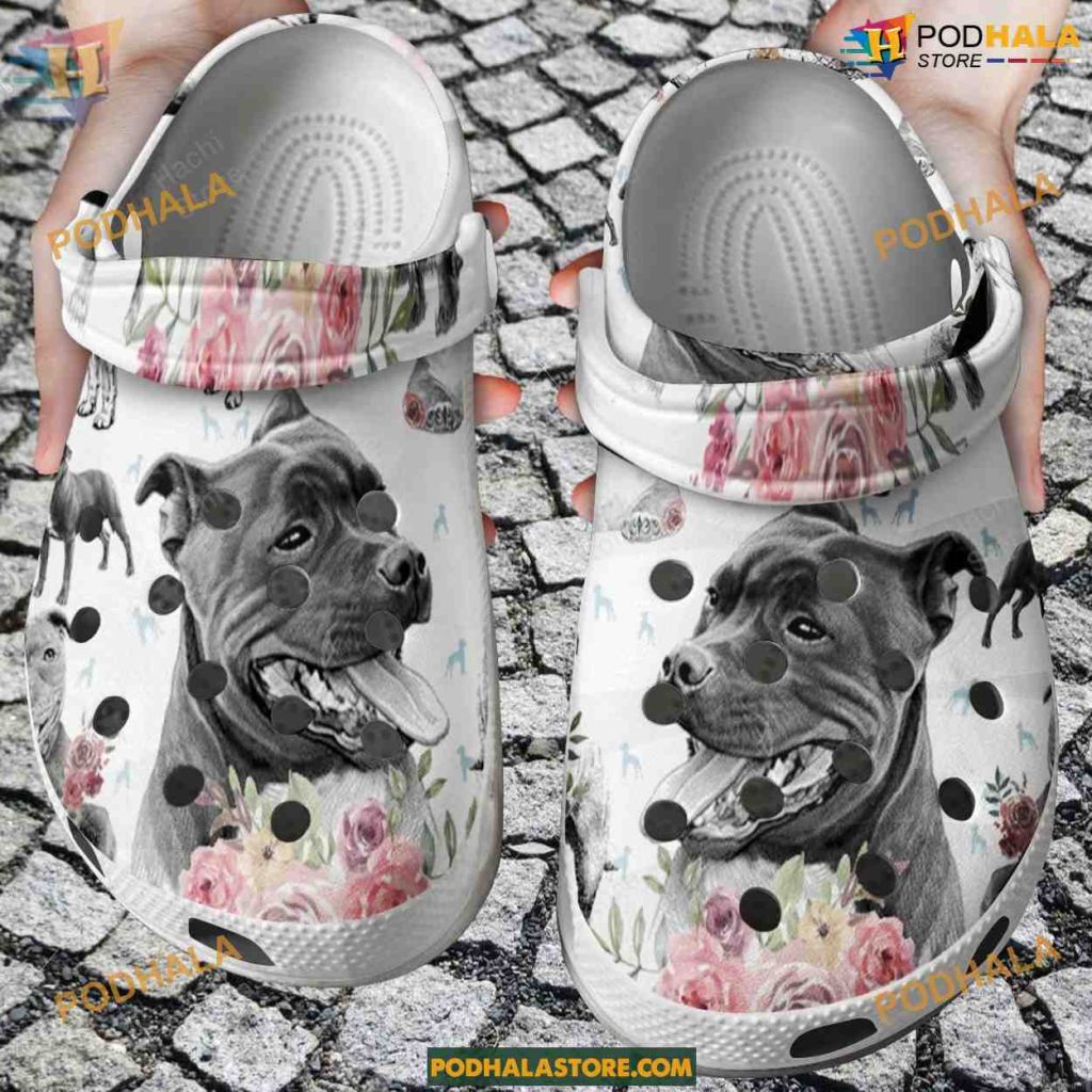 Pitbull Floral Dog Crocs, Stylish Choice for Pitbull Enthusiasts ...