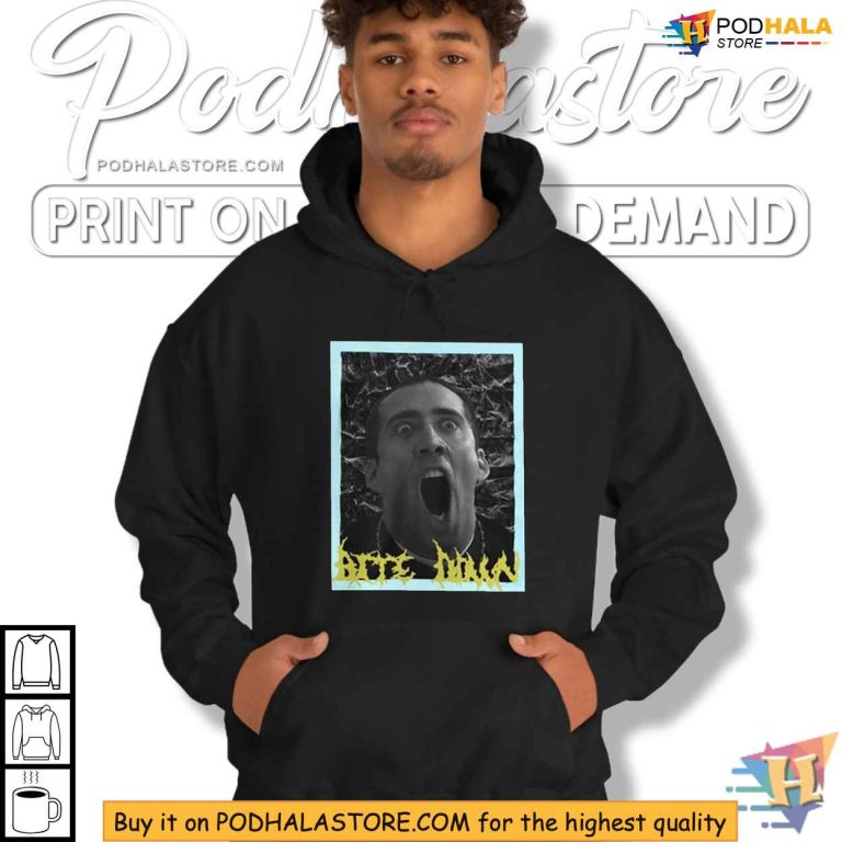 Nicolas Cage Fan Shirt - Bite Down Graphic Design - Podhalastore