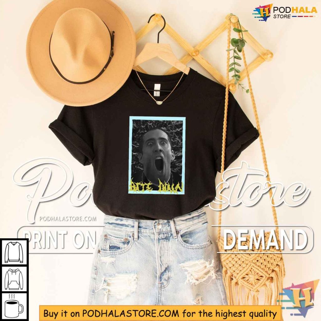 Nicolas Cage Fan Shirt - Bite Down Graphic Design - Podhalastore