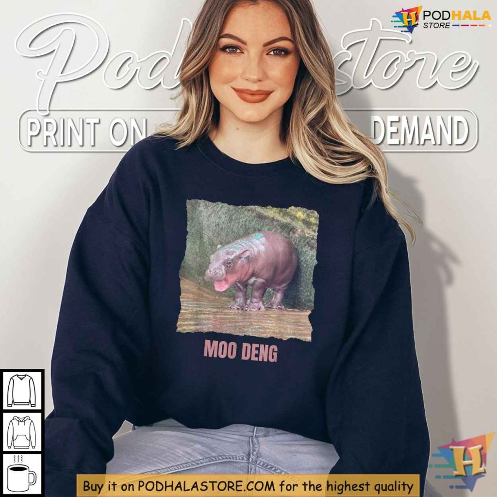 Adorable Moo Deng Hippo Shirt, Cute Baby Pygmy Hippo Meme Lover Apparel ...