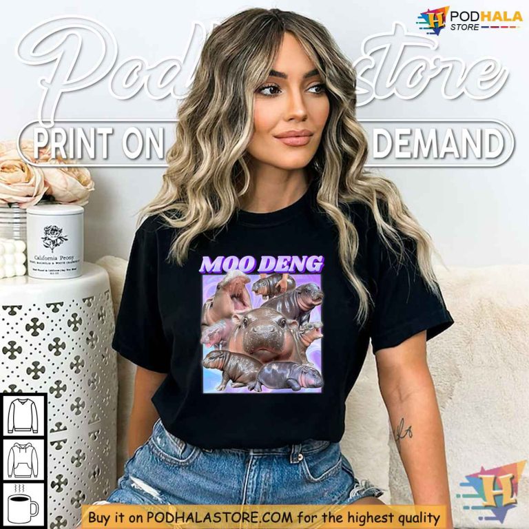 Moo Deng Pygmy Hippo Meme Shirt, Funny Viral Meme Animal Design Tee ...
