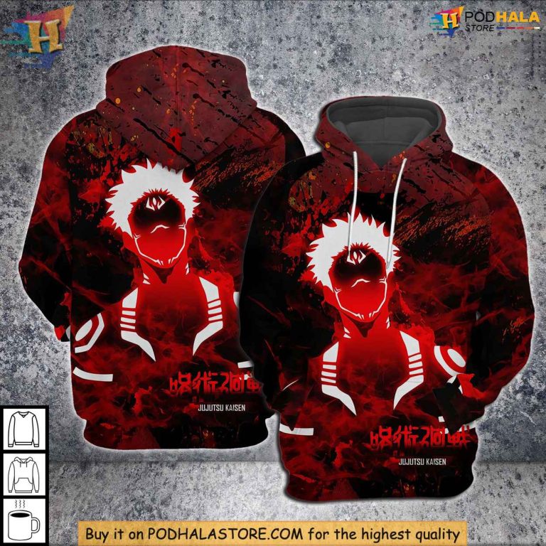 Gojo Red 3D Hoodie, Jujutsu Kaisen Gojo Satoru 3D Print Sweatshirt ...