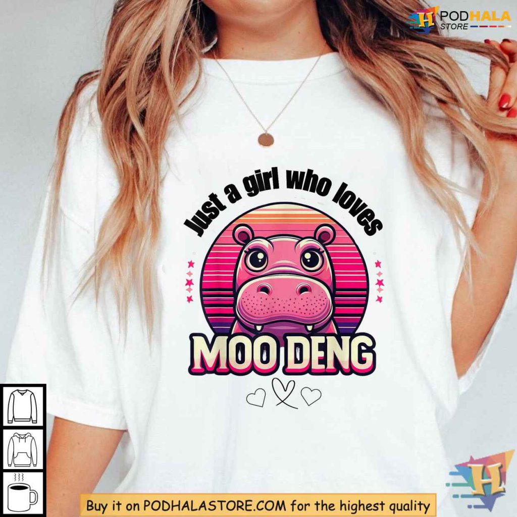 Adorable Moo Deng Hippo Shirt, Cute Baby Pygmy Hippo Meme Lover Apparel ...