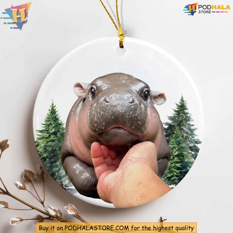 Moo Deng Ornament, Baby Hippo Christmas Decoration Cute Holiday Gift ...