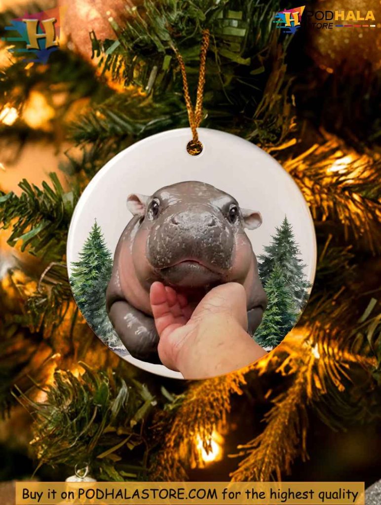 Moo Deng Ornament, Baby Hippo Christmas Decoration Cute Holiday Gift ...