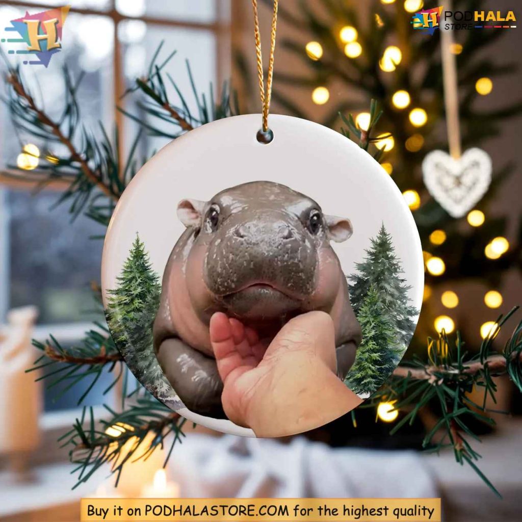 Moo Deng Ornament, Baby Hippo Christmas Decoration Cute Holiday Gift ...