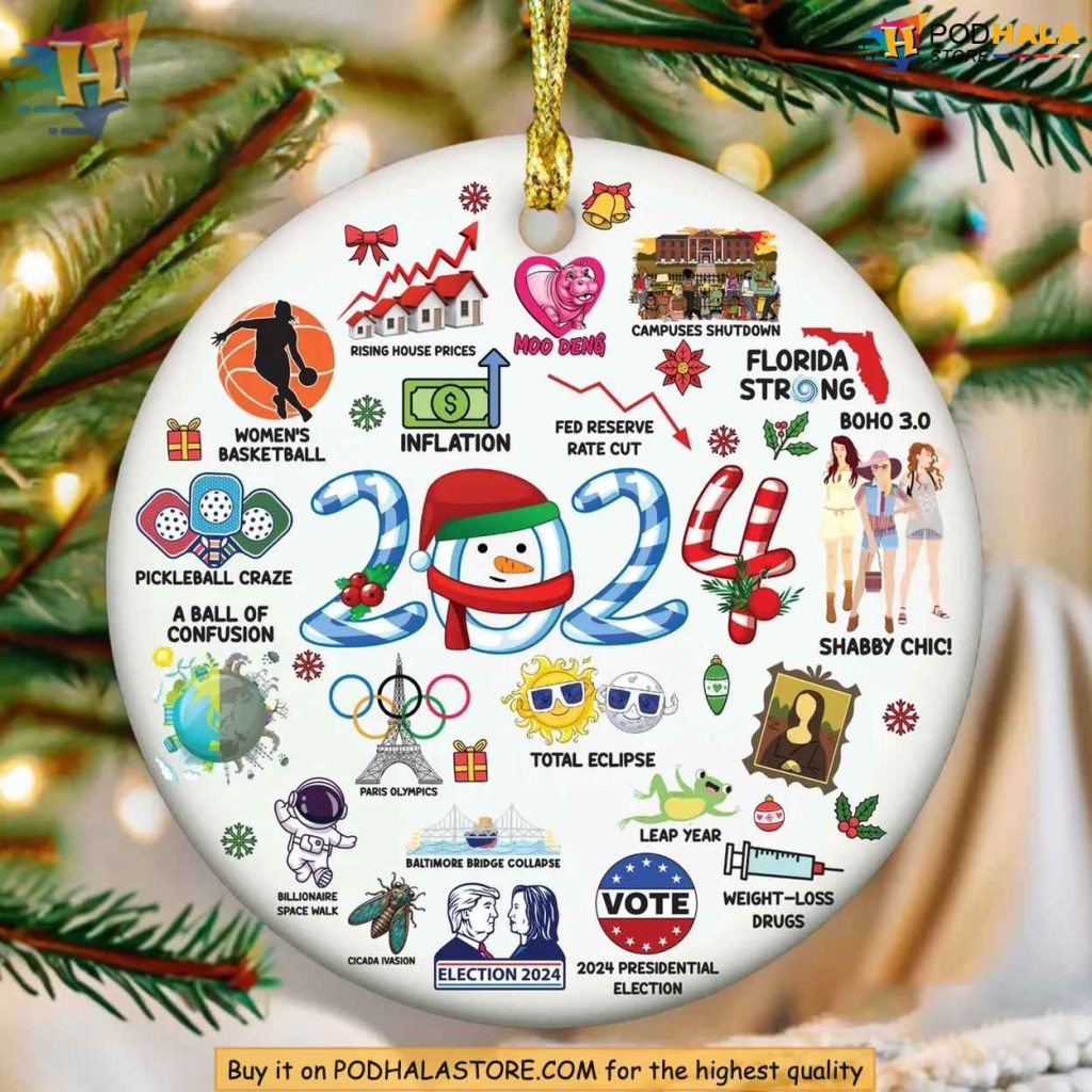Major Notable Events 2024 Year in Review Ornament, Funny Xmas Gift ...